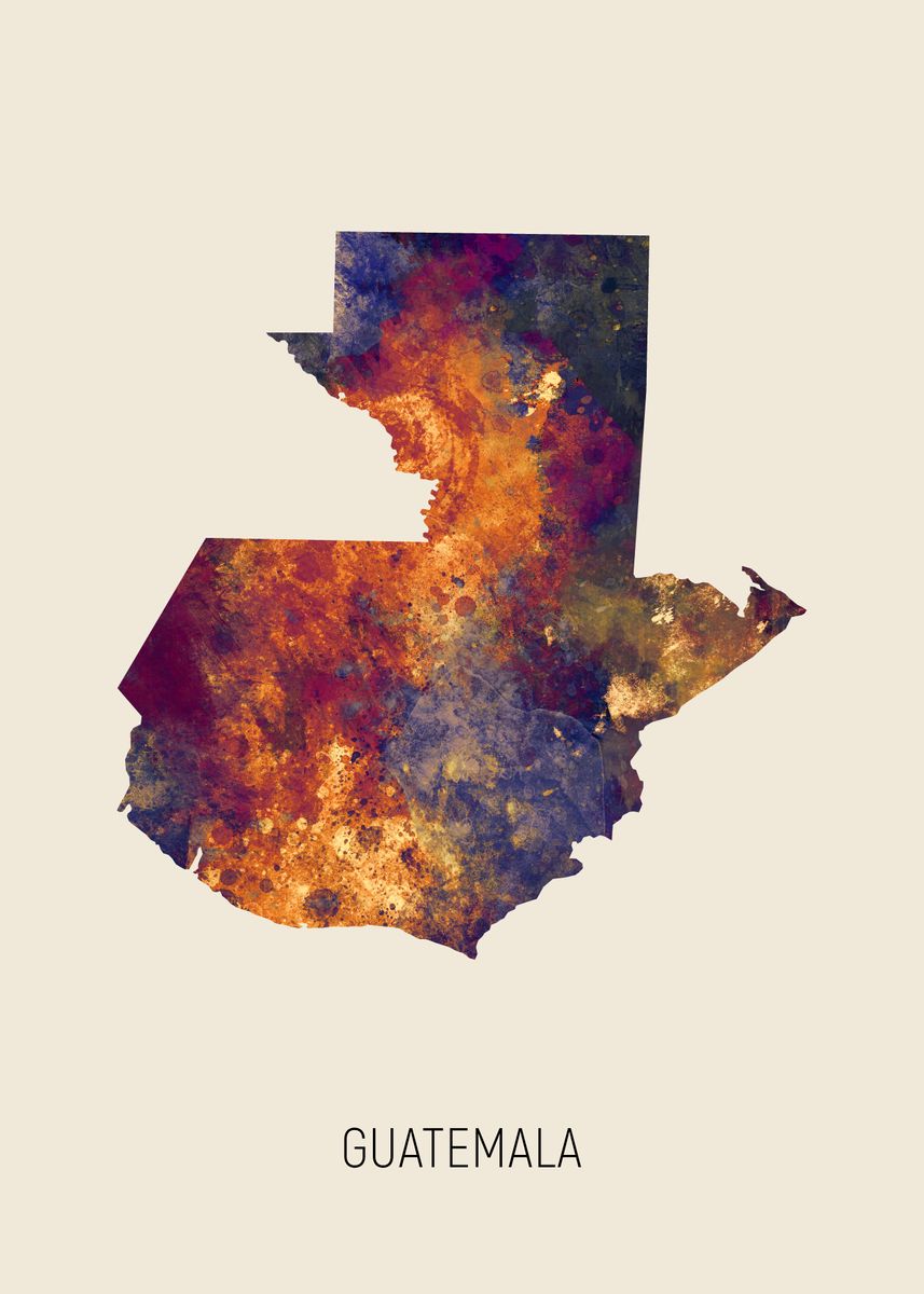 'Guatemala Map' Poster, picture, metal print, paint by Michael Tompsett ...