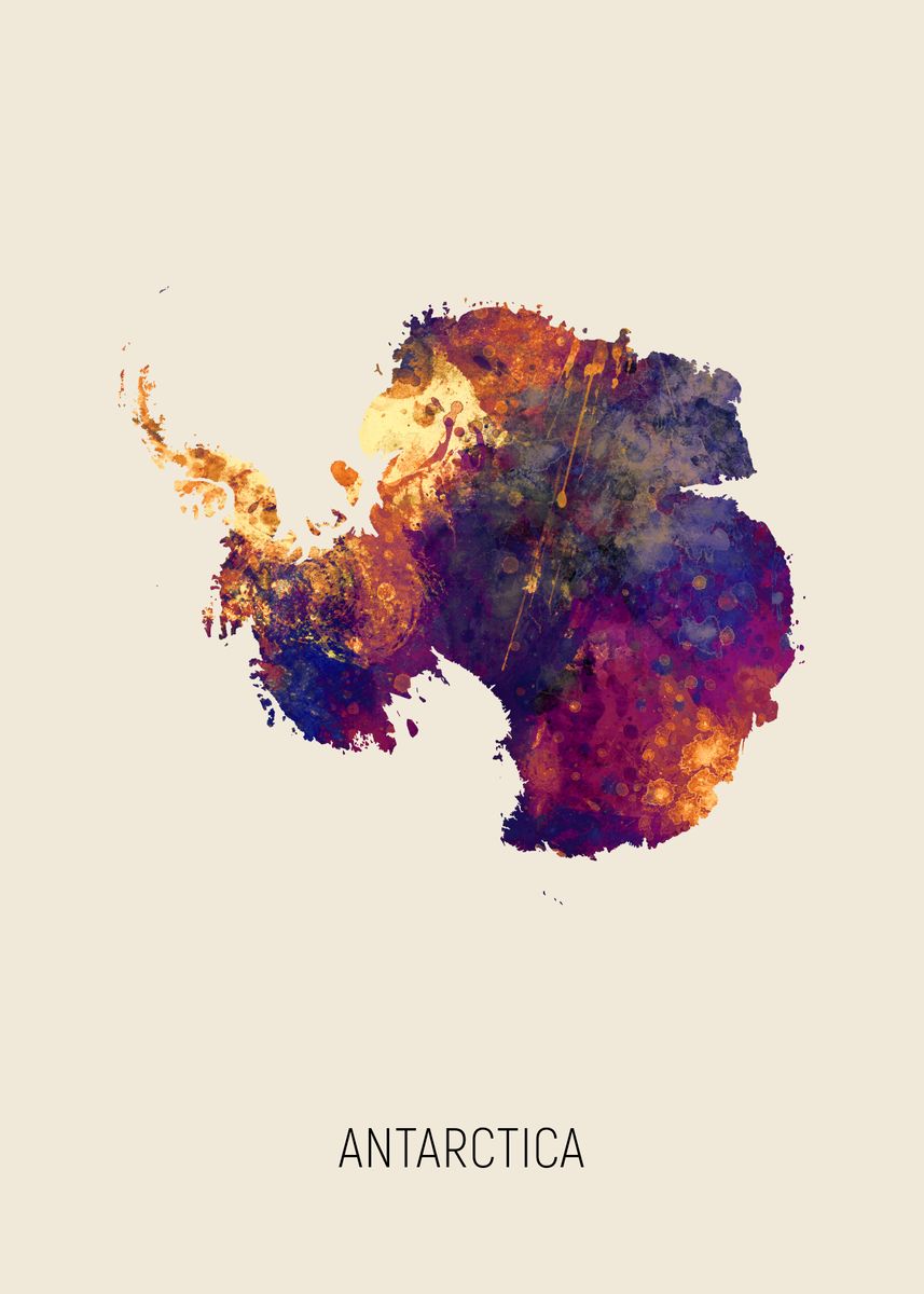 'Antarctica Map' Poster, picture, metal print, paint by Michael ...