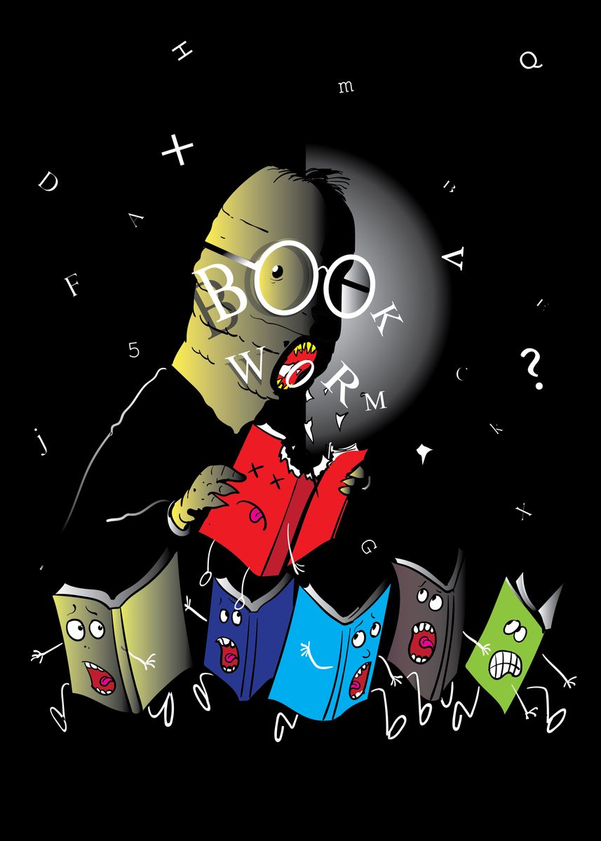 'Bookworm' Poster, picture, metal print, paint by akhmad yusuf marzuki ...