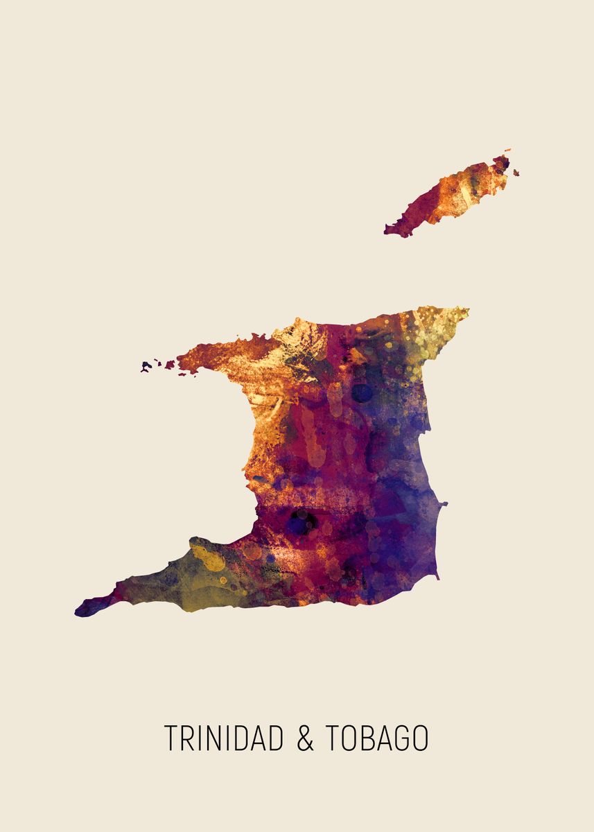 'Trinidad and Tobago Map' Poster, picture, metal print, paint by ...