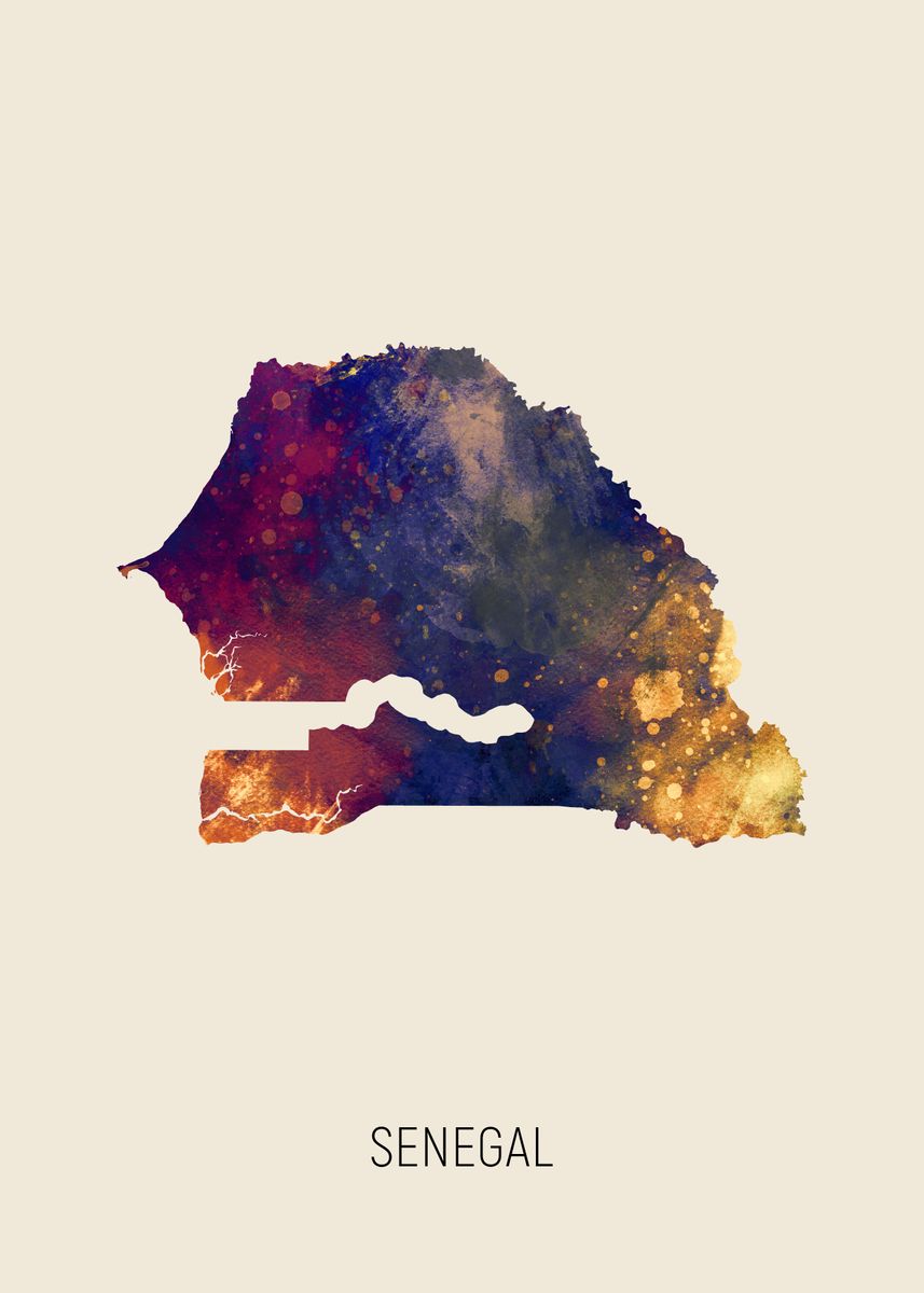 'Senegal Map' Poster by Michael Tompsett | Displate