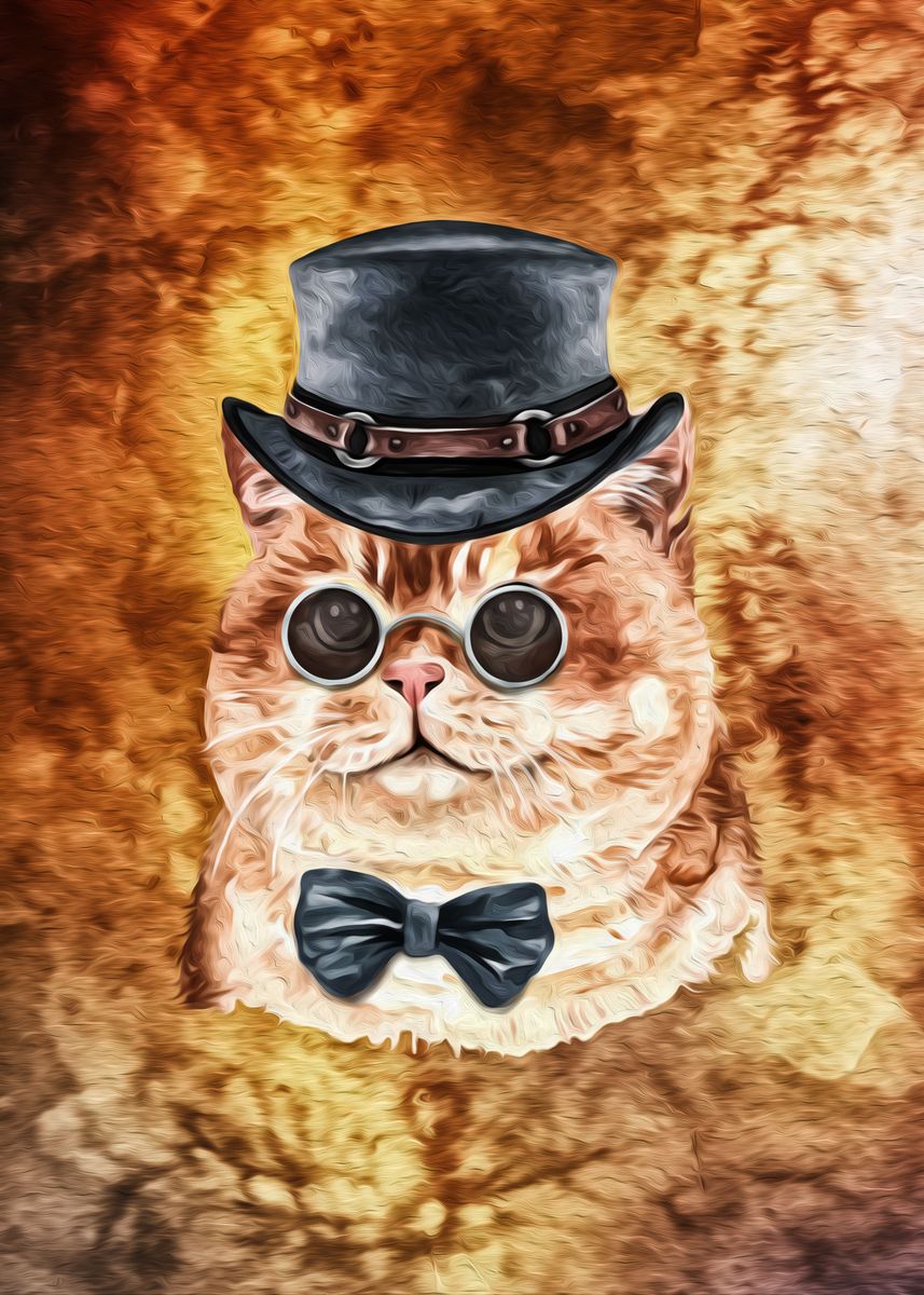 'Sir Cat' Poster, picture, metal print, paint by Nine Arts | Displate