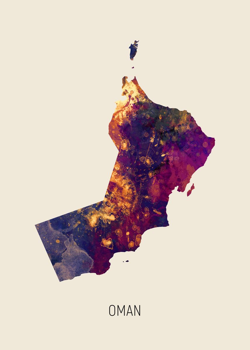 'Oman Map' Poster, picture, metal print, paint by Michael Tompsett ...