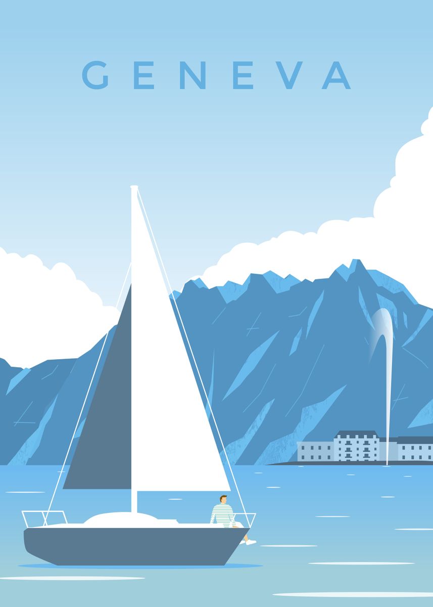 'Geneva' Poster, picture, metal print, paint by zakaria azis | Displate