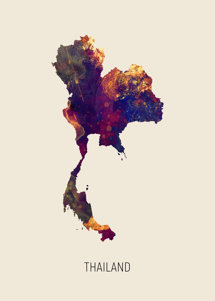 'Thailand Map' Poster by Michael Tompsett | Displate