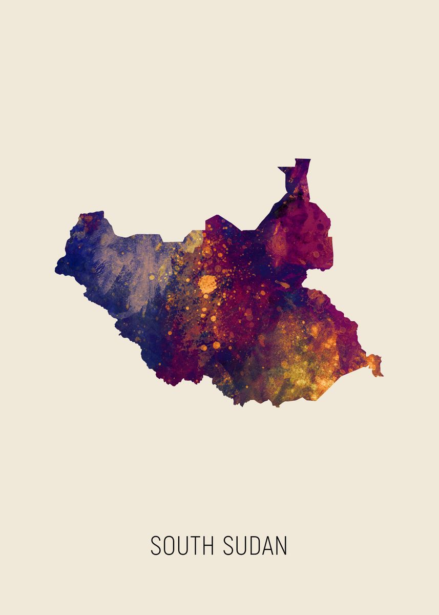 'South Sudan Map' Poster by Michael Tompsett | Displate