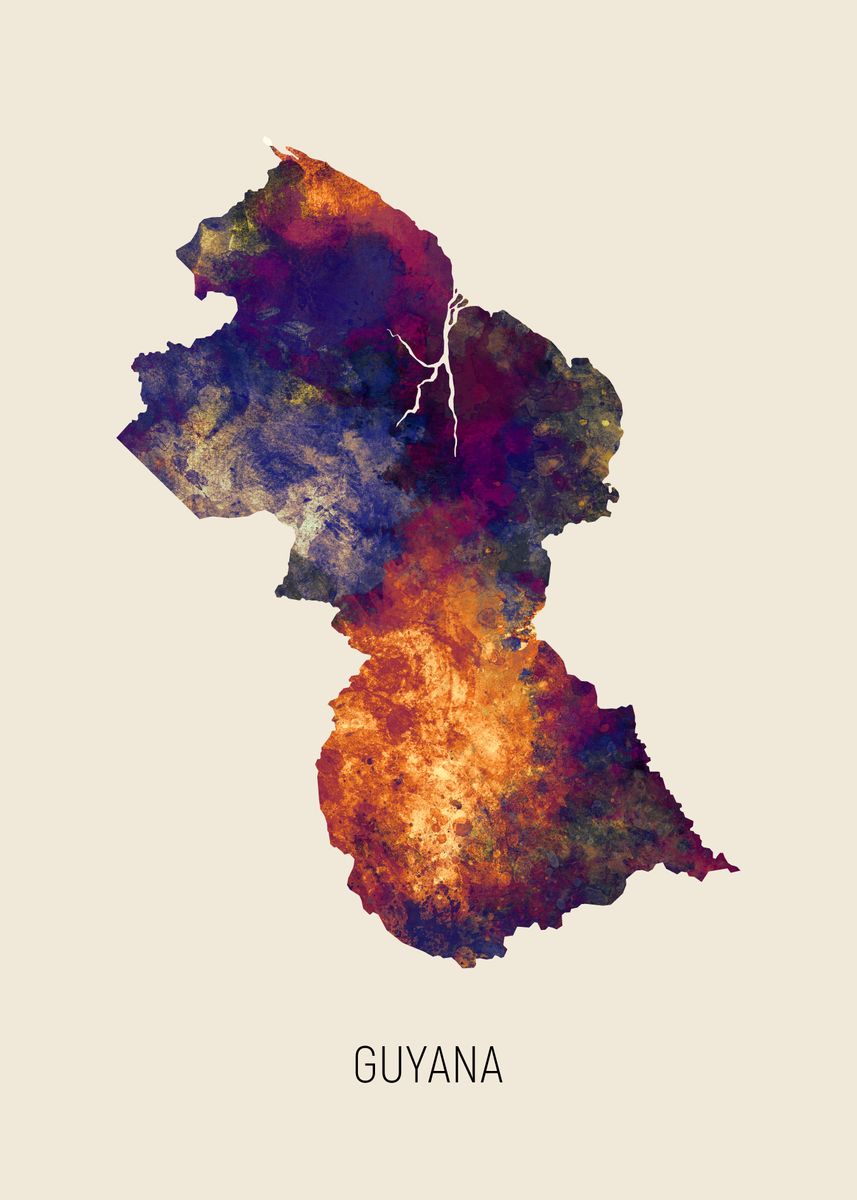 'Guyana Map' Poster by Michael Tompsett | Displate