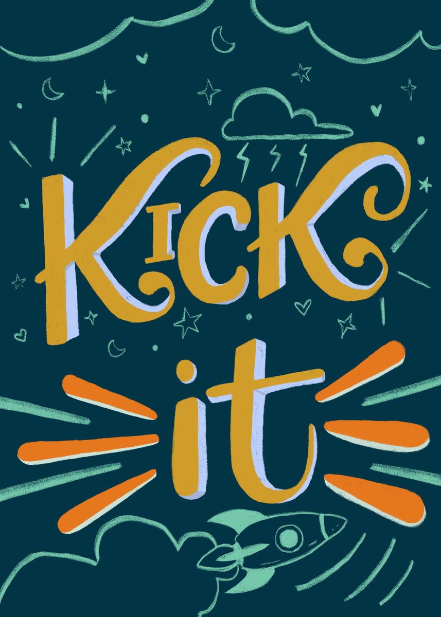 'Kick it' Poster, picture, metal print, paint by Donnaleen Lao | Displate