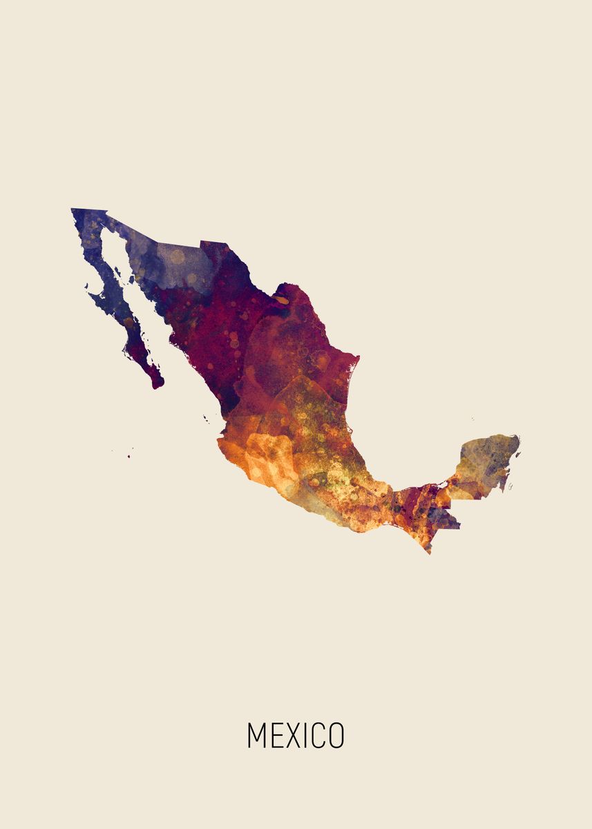 'Mexico Map' Poster by Michael Tompsett | Displate