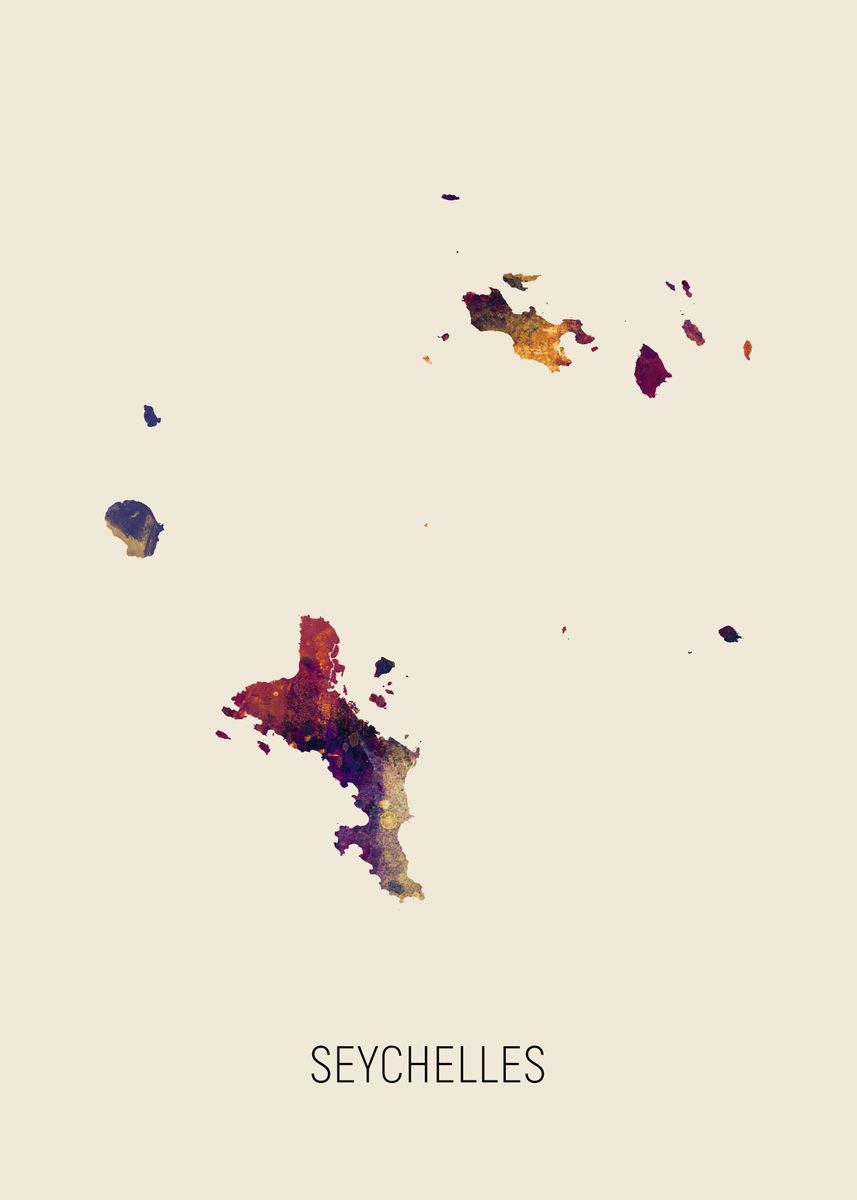 'Seychelles Map' Poster, picture, metal print, paint by Michael ...