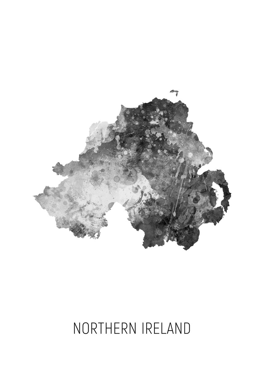 'Northern Ireland Map' Poster, picture, metal print, paint by Michael ...