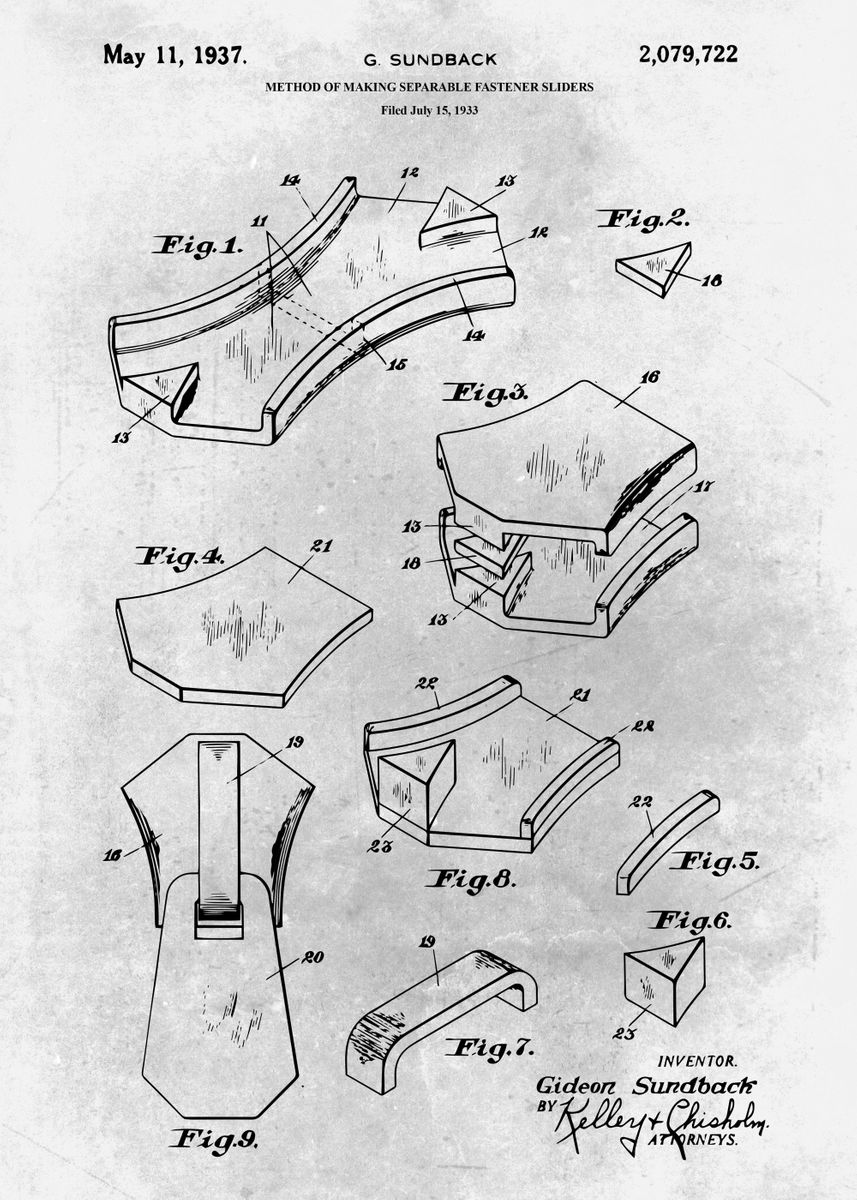'No338 Separable fastener' Poster, picture, metal print, paint by ...