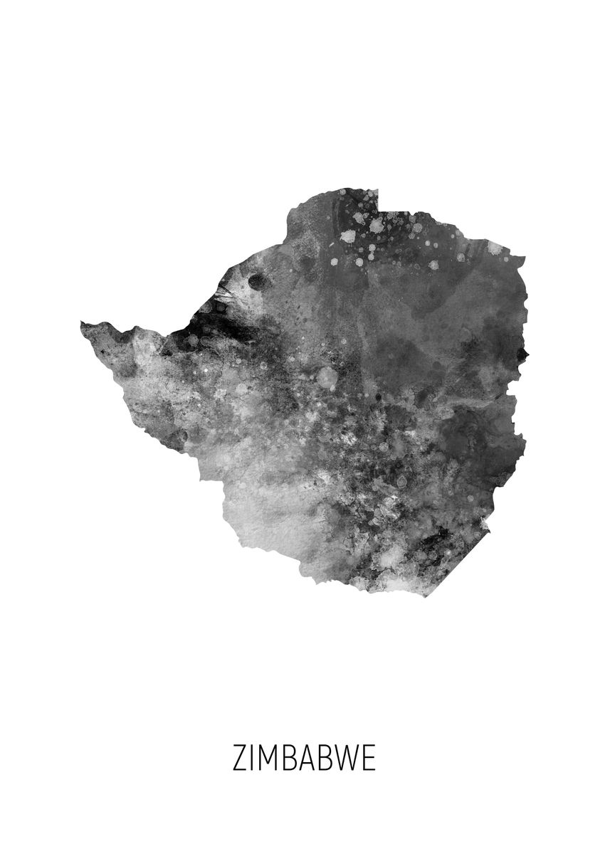 'Zimbabwe Map' Poster, picture, metal print, paint by Michael Tompsett ...
