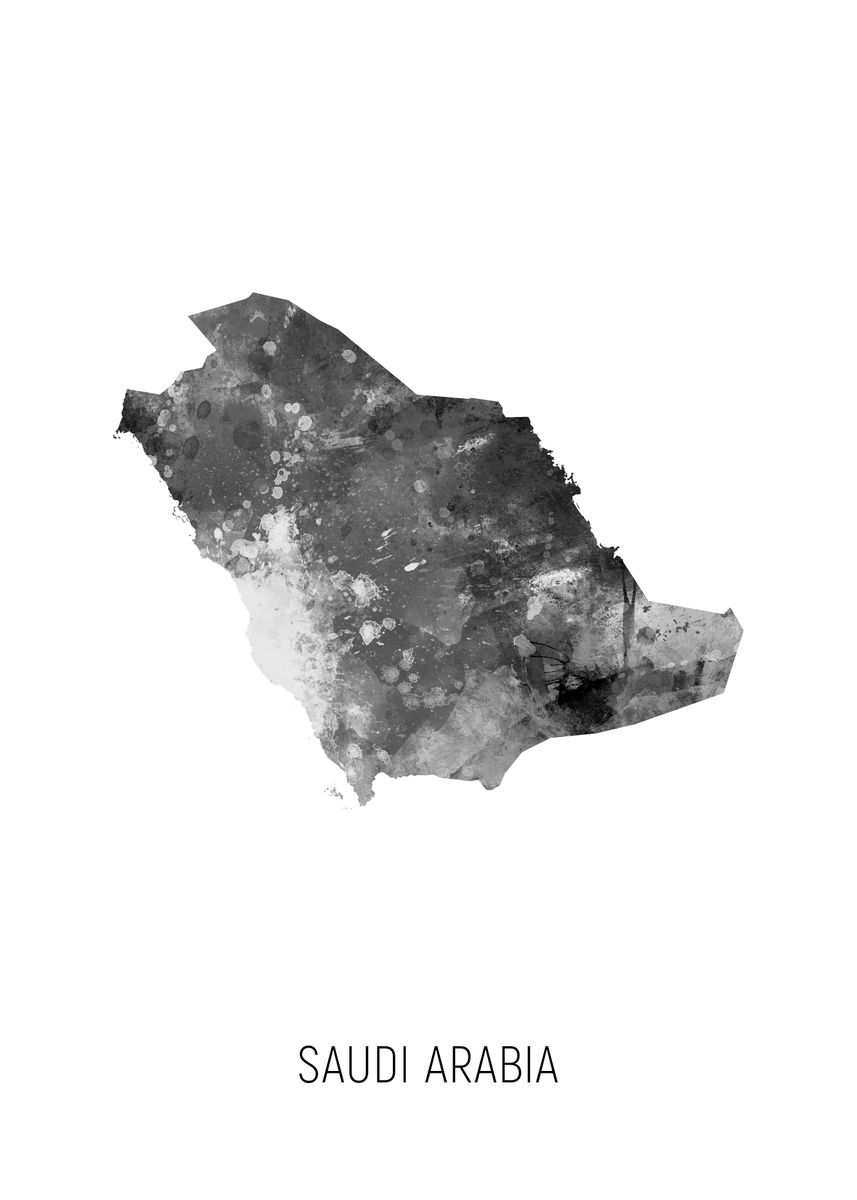 'Saudi Arabia Map' Poster, picture, metal print, paint by Michael ...