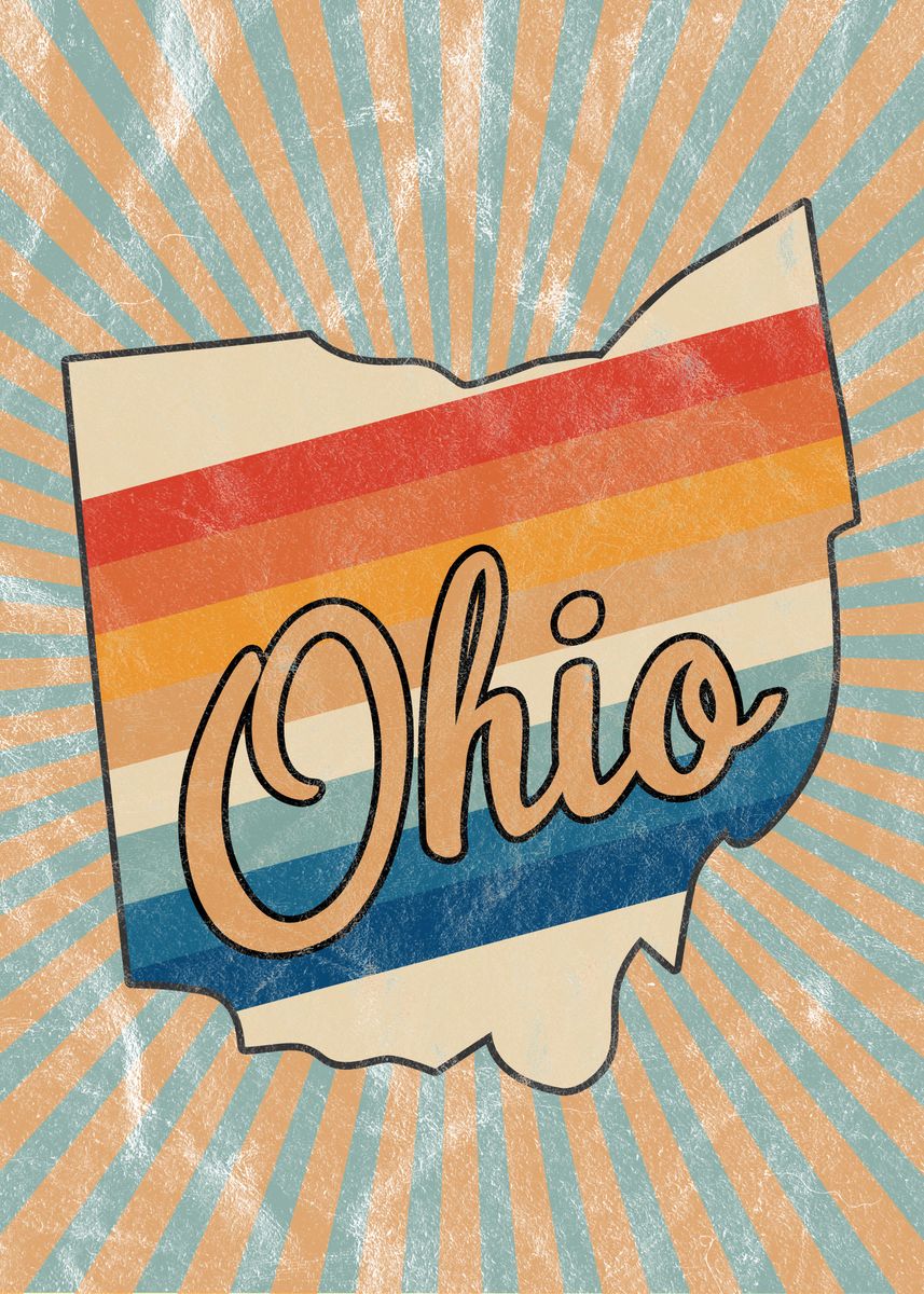 'Ohio State Retro 70s Art' Poster, picture, metal print, paint by ...