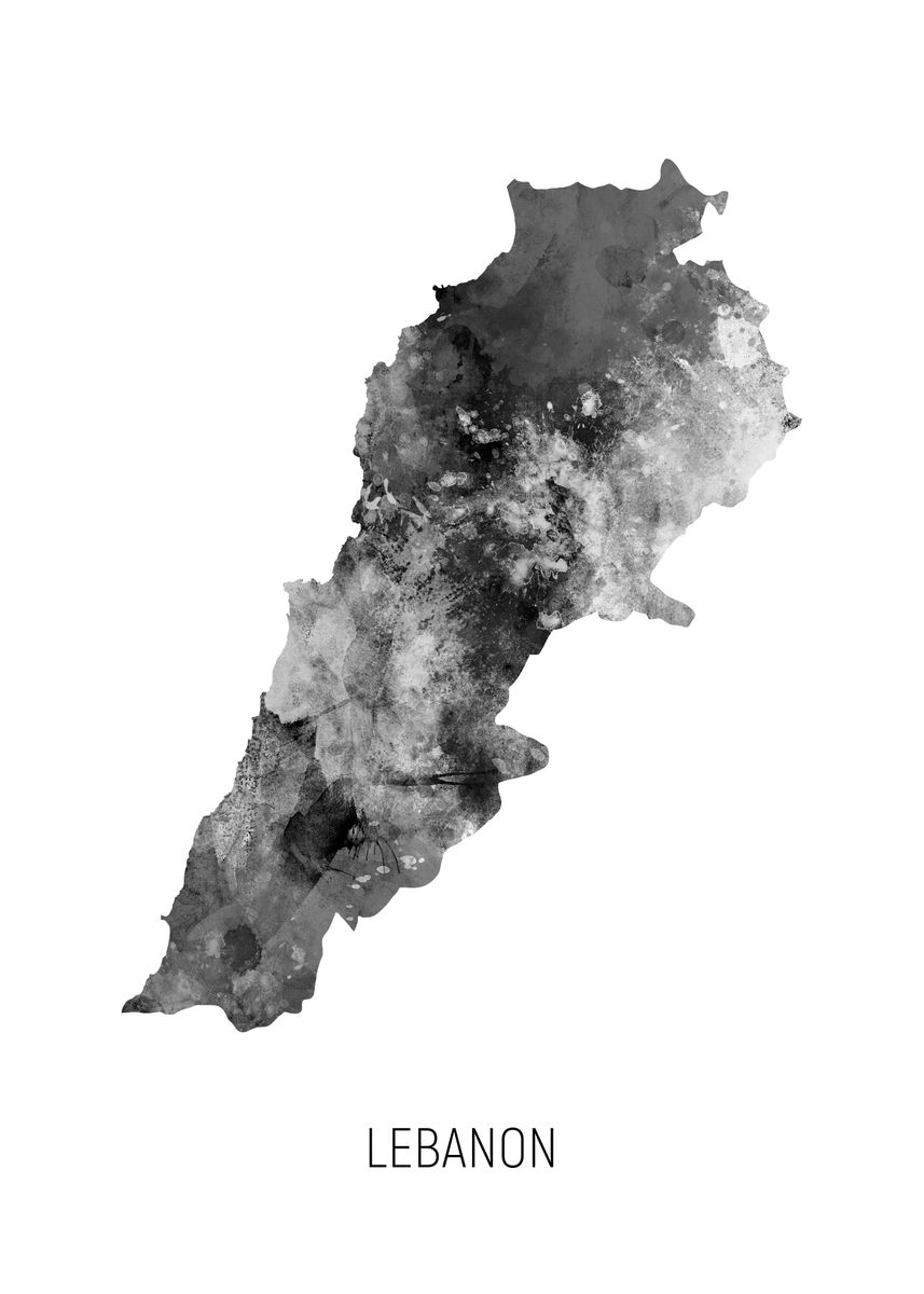 'Lebanon Map' Poster, picture, metal print, paint by Michael Tompsett ...