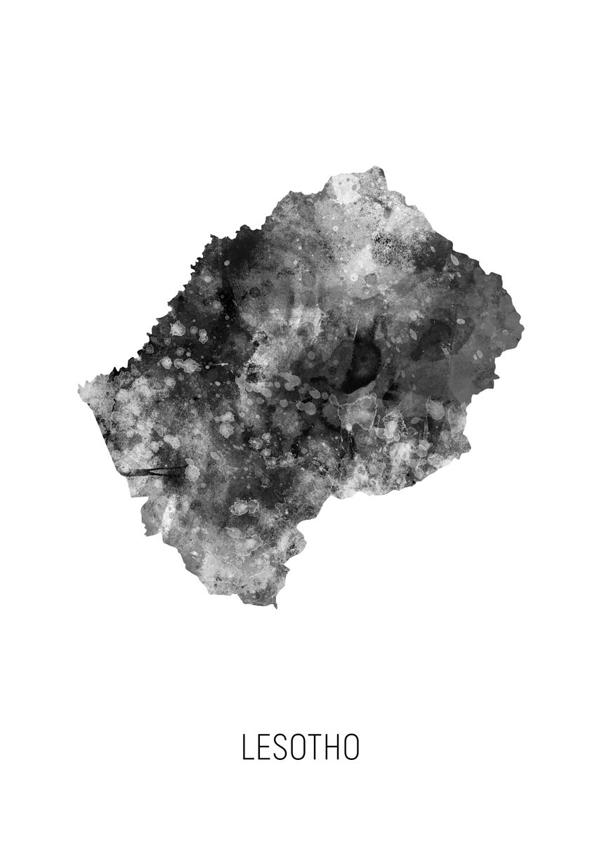 'Lesotho Map' Poster, picture, metal print, paint by Michael Tompsett ...