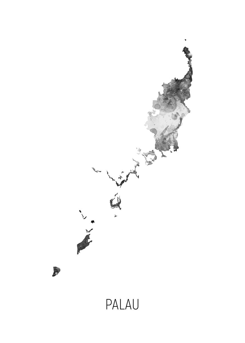 'Palau Map' Poster, picture, metal print, paint by Michael Tompsett ...