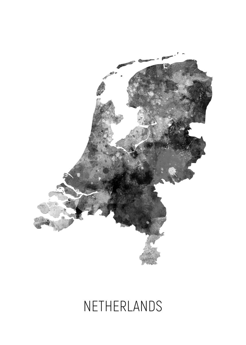 'Netherlands Map' Poster, picture, metal print, paint by Michael ...