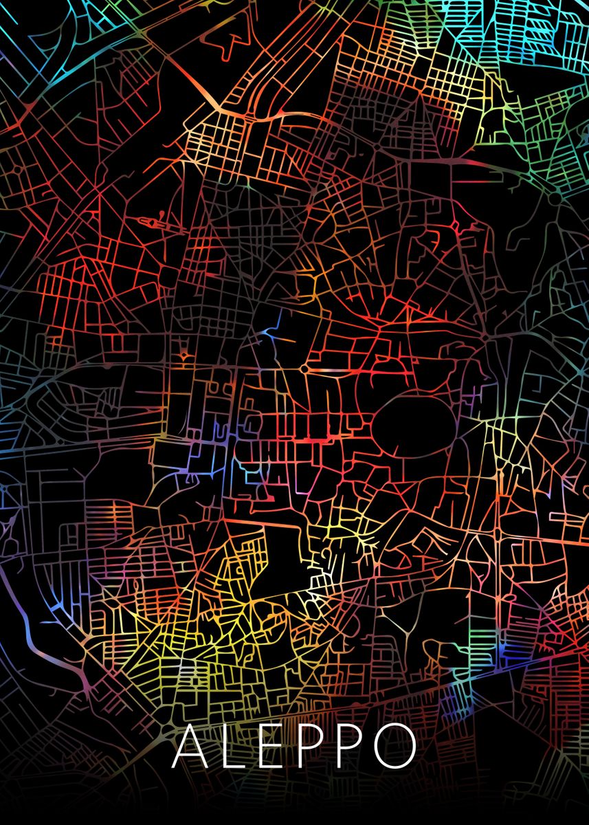 'Aleppo City Watercolor Map' Poster by Design Turnpike | Displate