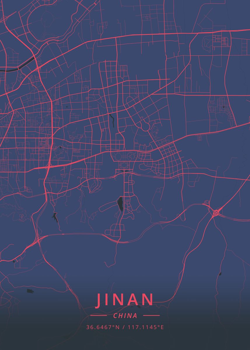 'Jinan China' Poster by Designer Map Art | Displate