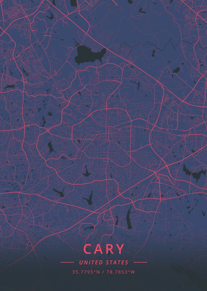 'Cary United States' Poster by Designer Map Art | Displate