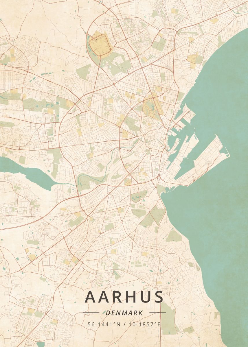 'Aarhus Denmark' Poster, picture, metal print, paint by Designer Map ...