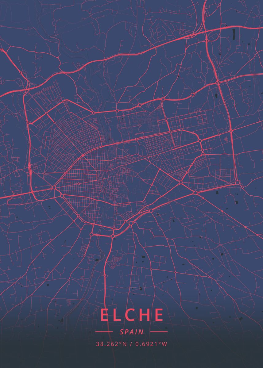 'Elche Spain' Poster by Designer Map Art | Displate