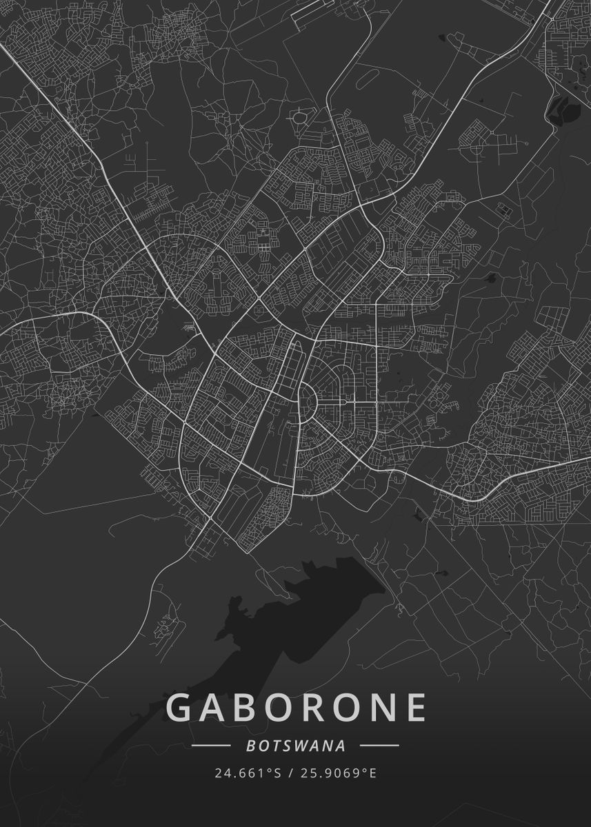 'Gaborone Botswana' Poster, picture, metal print, paint by Designer Map ...