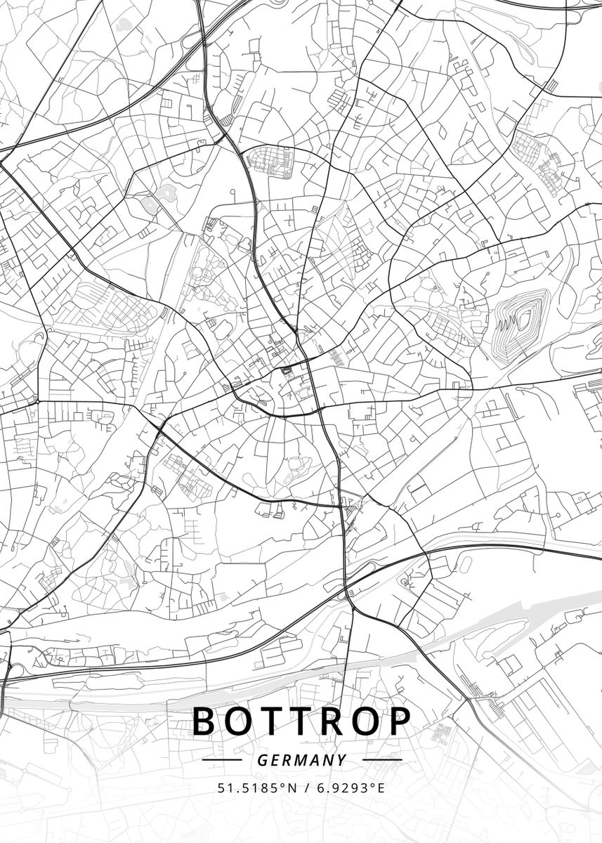 'Bottrop Germany' Poster, picture, metal print, paint by Designer Map ...