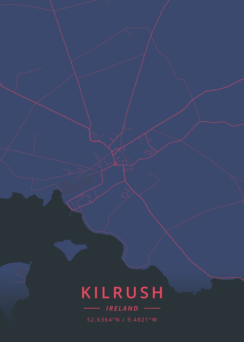 'Kilrush Ireland' Poster, picture, metal print, paint by Designer Map ...