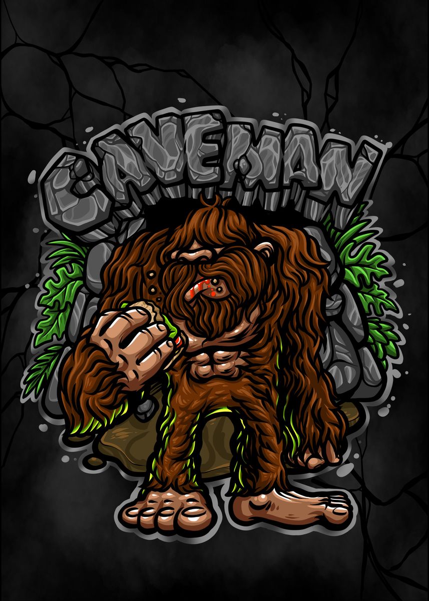 'Caveman Breakfast' Poster, picture, metal print, paint by Febryan ...