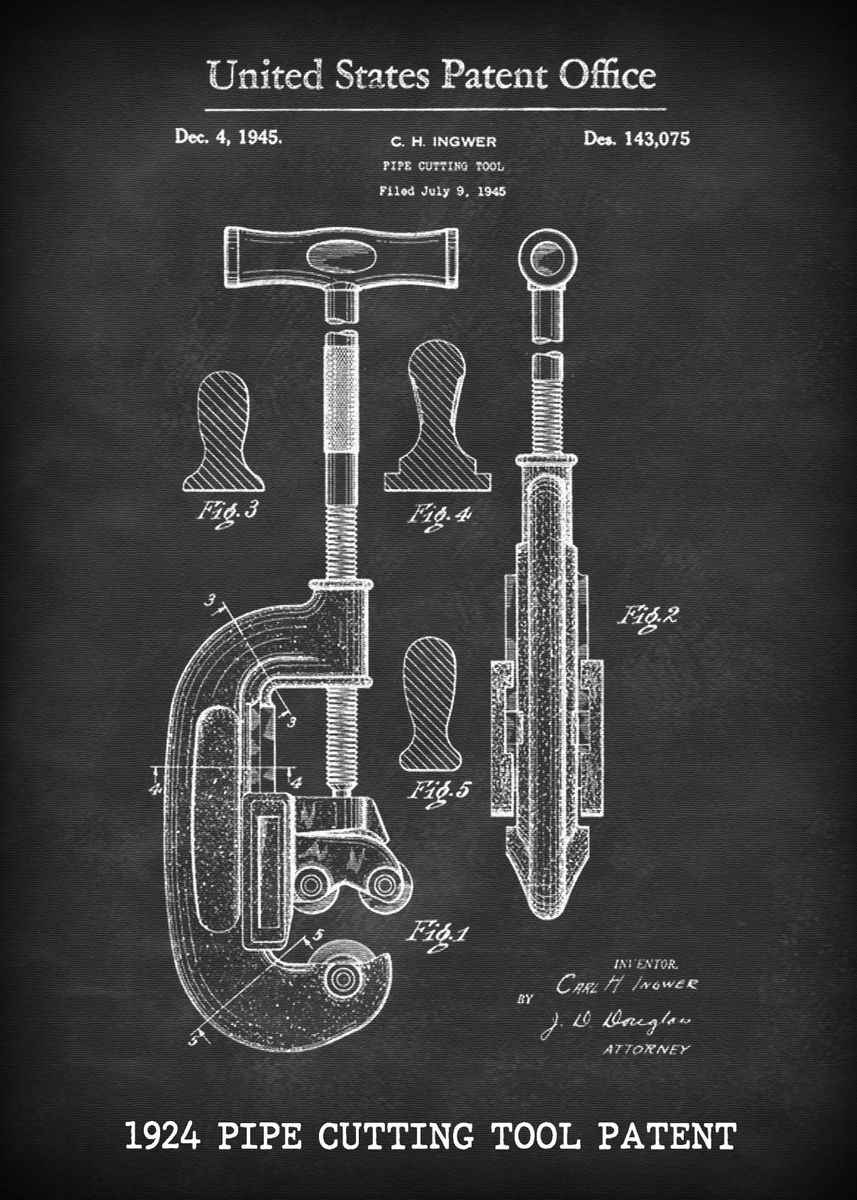 '1924 PIPE CUTTING TOOL' Poster, picture, metal print, paint by ...