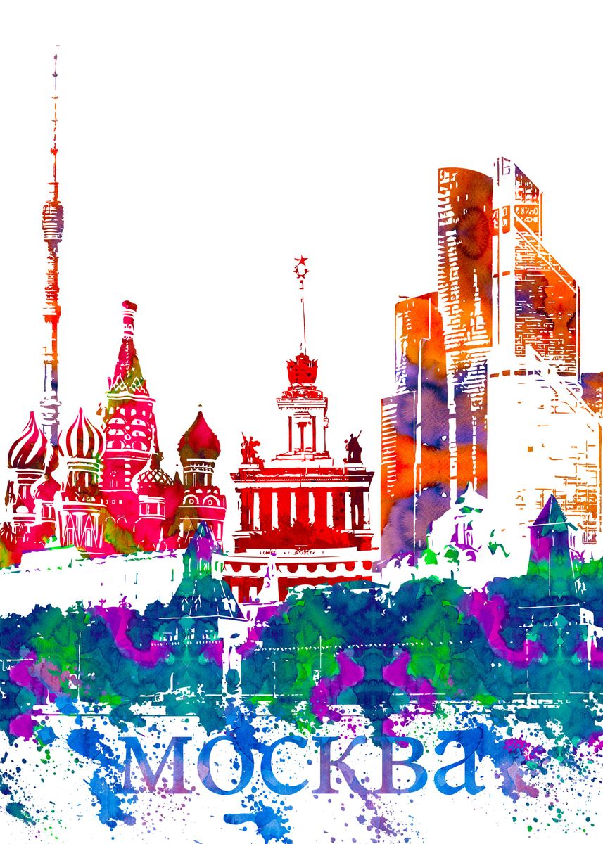 'Moscow' Poster, picture, metal print, paint by Printed Artings | Displate