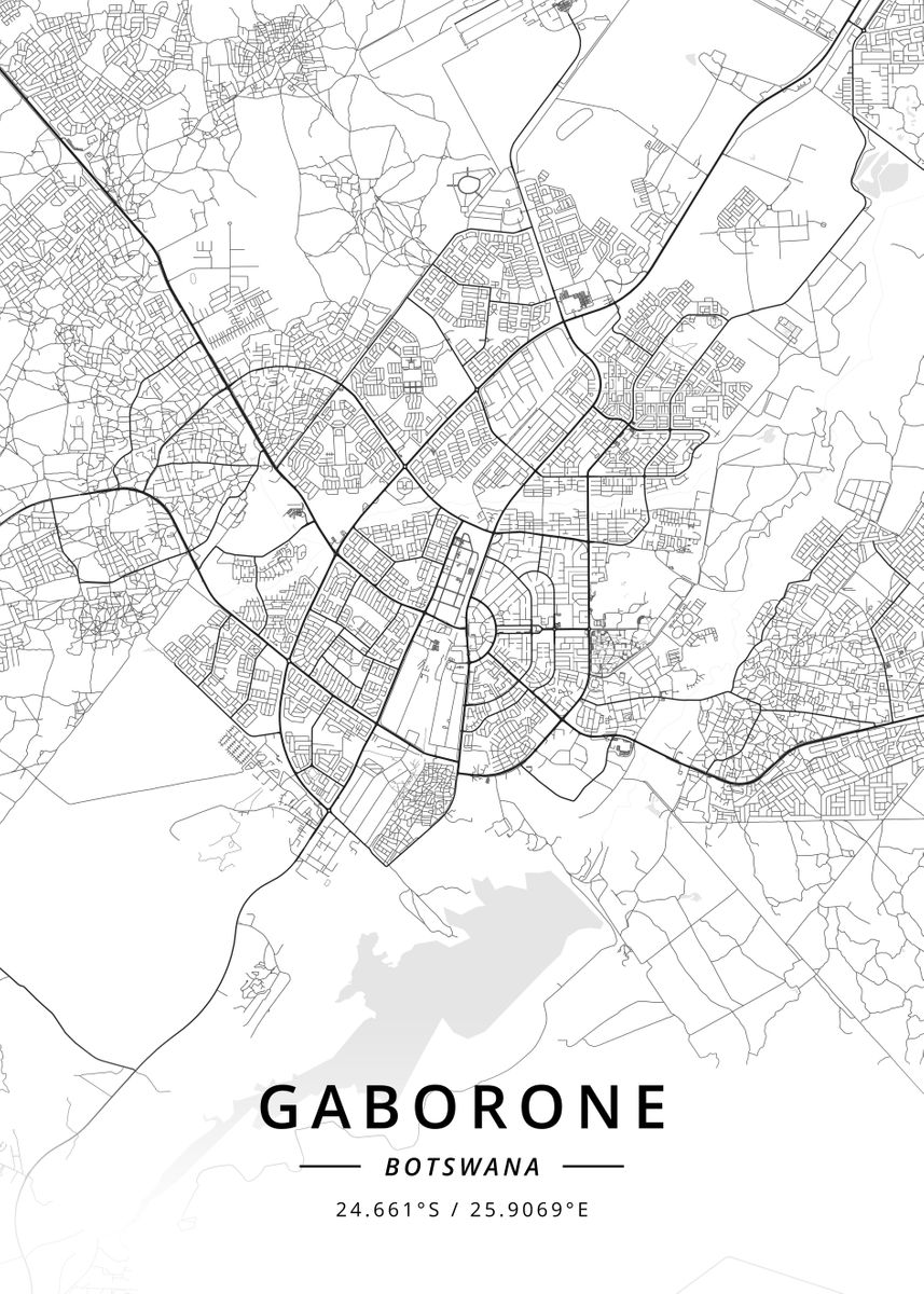 'Gaborone Botswana' Poster by Designer Map Art | Displate