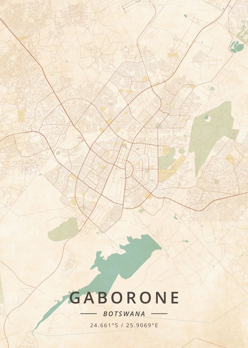 'Gaborone Botswana' Poster, picture, metal print, paint by Designer Map ...