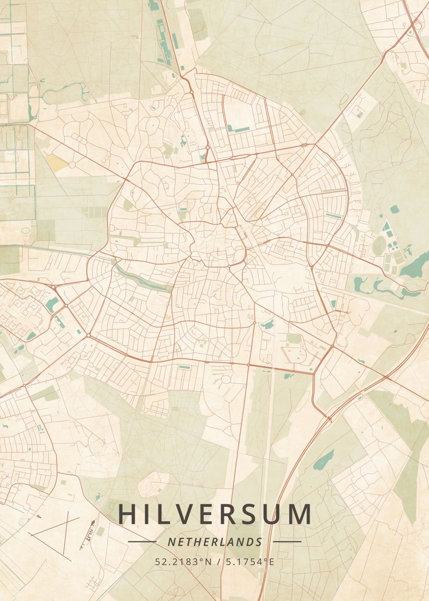 'Hilversum Netherlands' Poster, picture, metal print, paint by Designer Map Art | Displate
