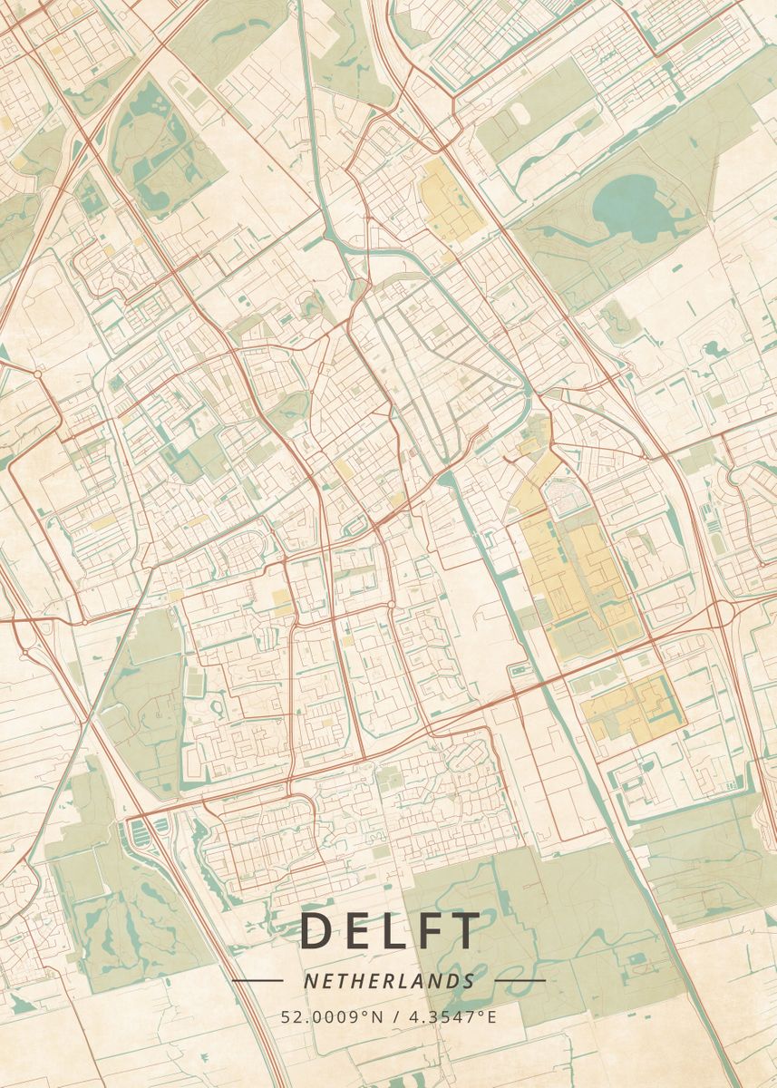 'Delft Netherlands' Poster, picture, metal print, paint by Designer Map ...