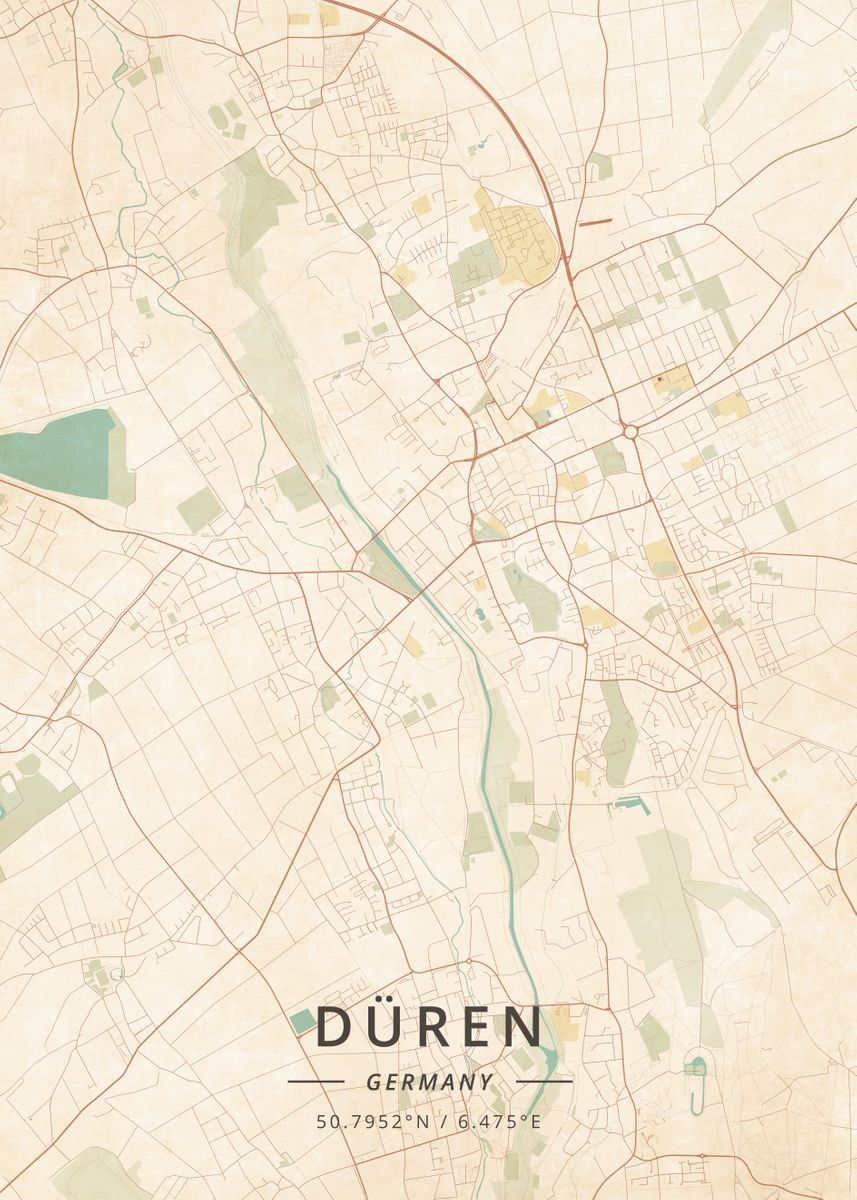 'Duren Germany' Poster, picture, metal print, paint by Designer Map Art ...