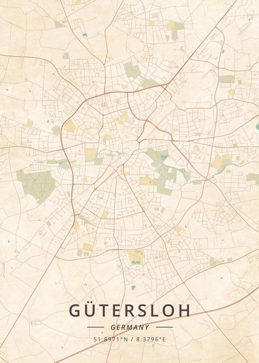 'Gutersloh Germany' Poster, picture, metal print, paint by Designer Map ...