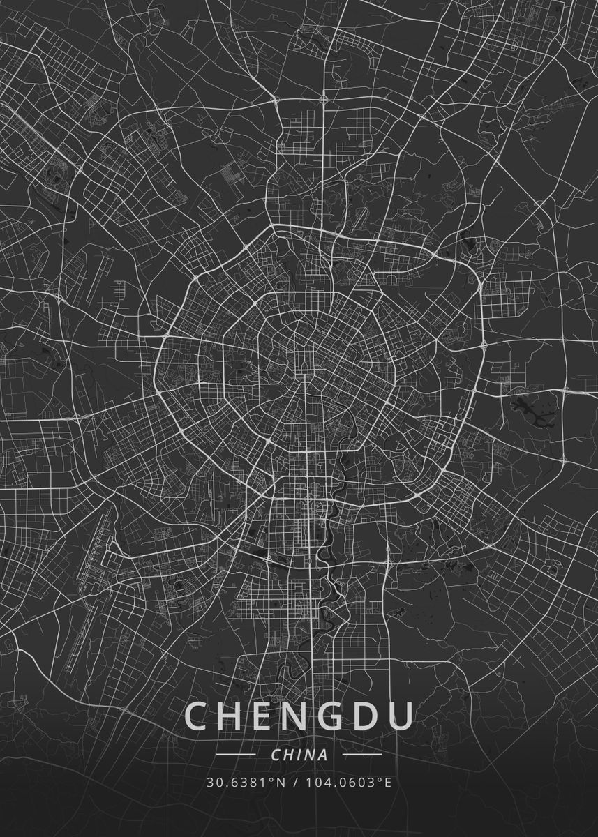 'Chengdu China' Poster by Designer Map Art | Displate
