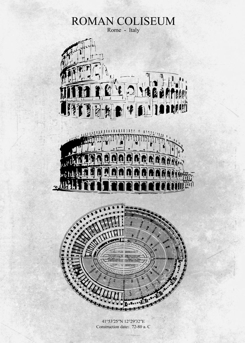 'No358 Roman Coliseum' Poster, picture, metal print, paint by Xavier ...