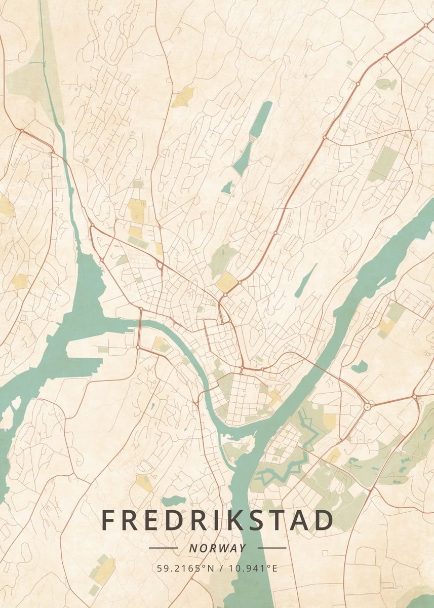 'Fredrikstad Norway' Poster, picture, metal print, paint by Designer ...