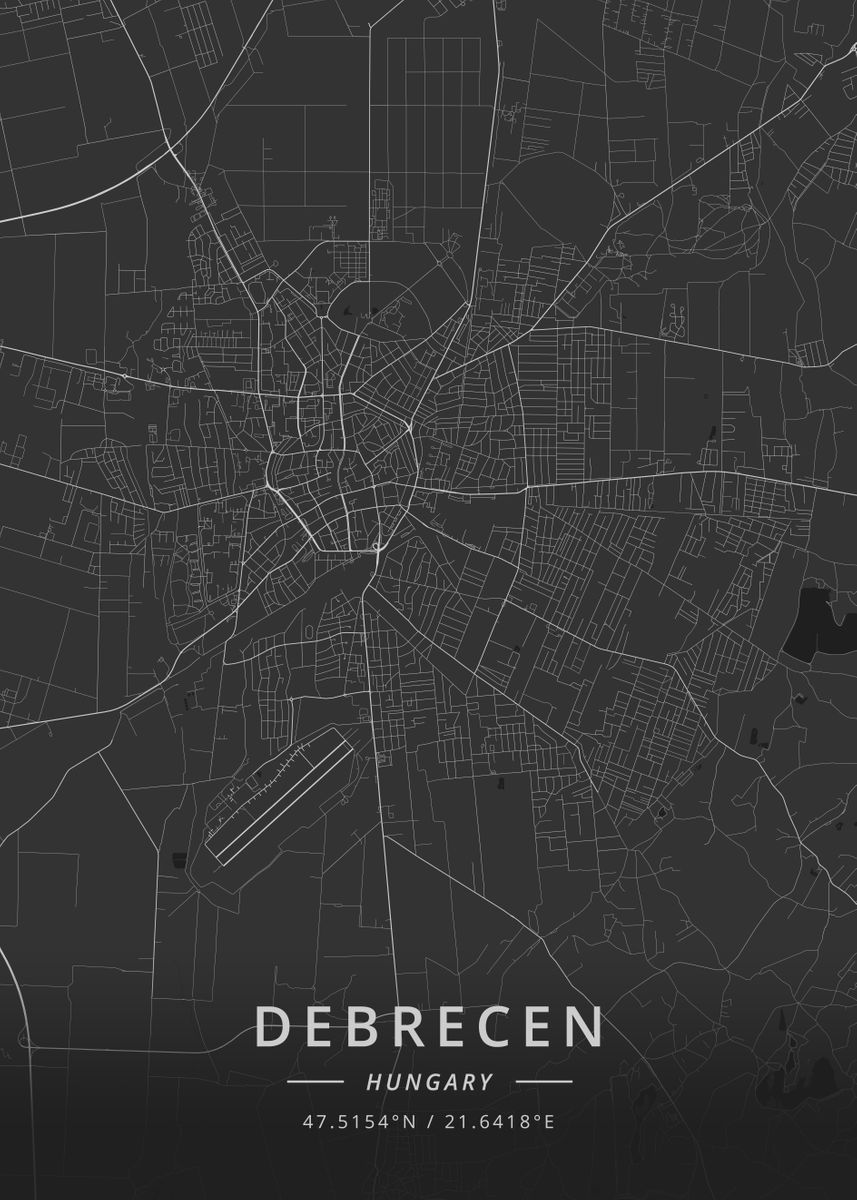'Debrecen Hungary' Poster by Designer Map Art | Displate