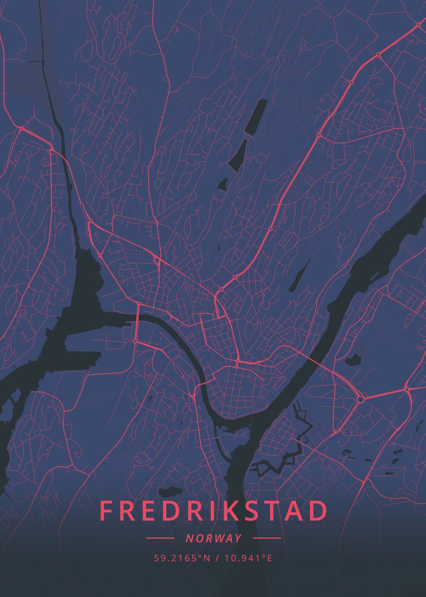 'Fredrikstad Norway' Poster by Designer Map Art | Displate