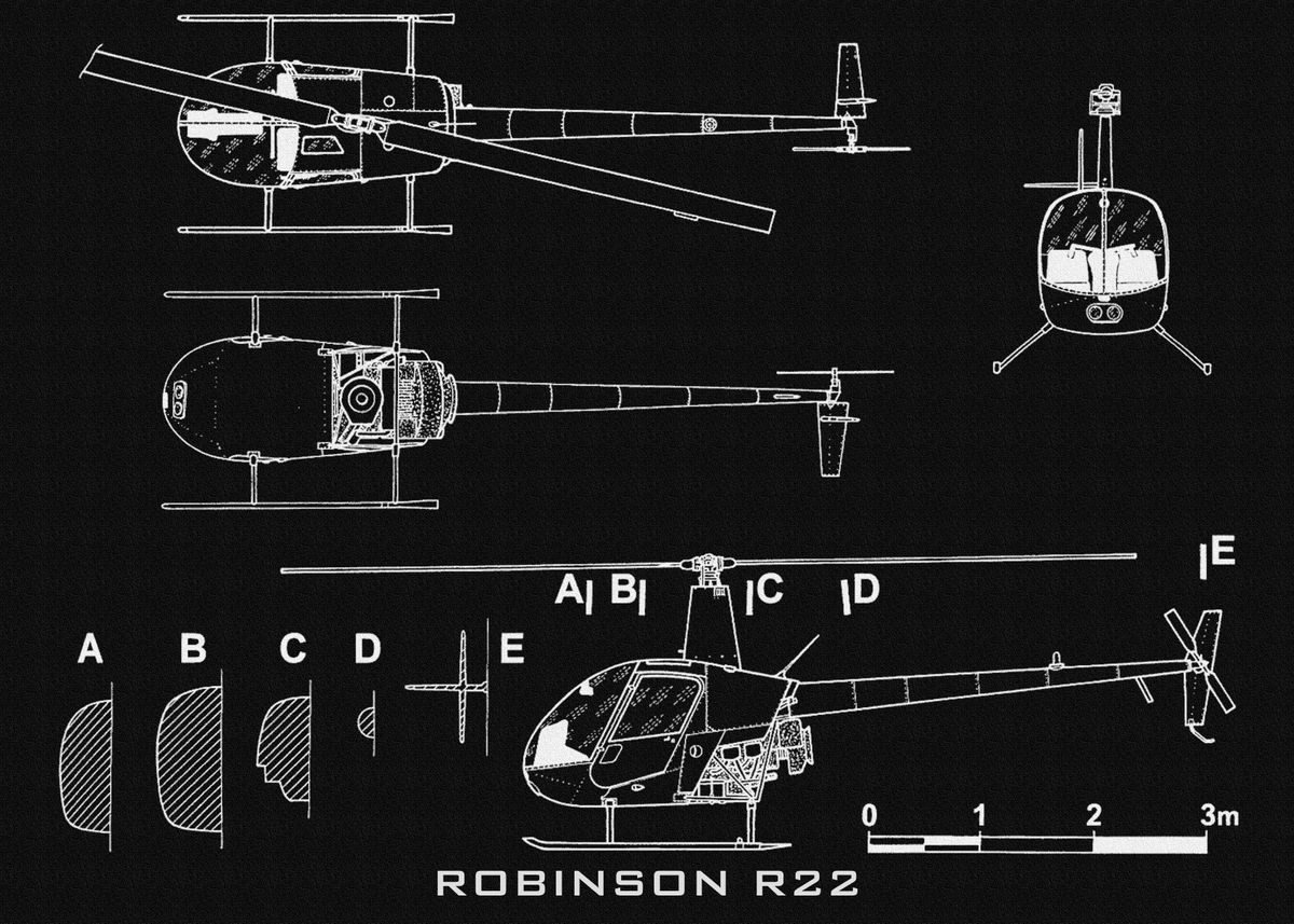 'ROBINSON R22' Poster by Blueprint Expert | Displate