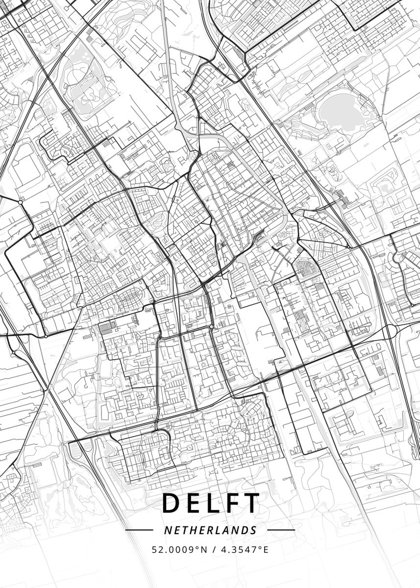 'Delft Netherlands' Poster, picture, metal print, paint by Designer Map ...