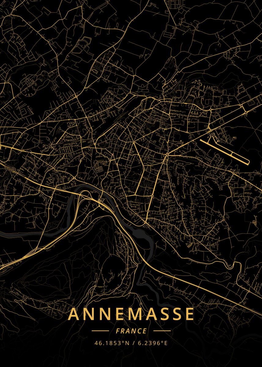 'Annemasse France' Poster, picture, metal print, paint by Designer Map ...