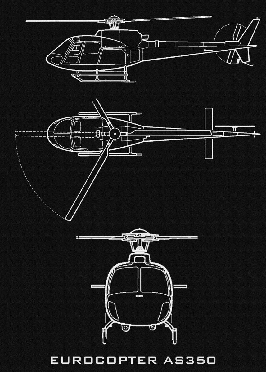 'EUROCOPTER AS350' Poster, picture, metal print, paint by Blueprint ...