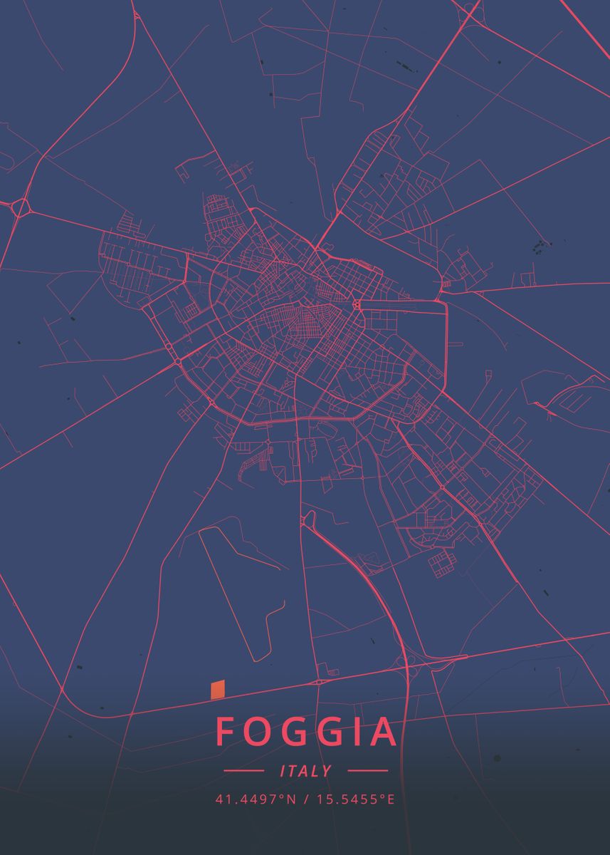 'Foggia Italy' Poster, picture, metal print, paint by Designer Map Art ...